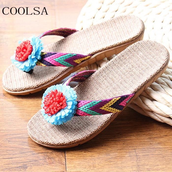 Tong d'été plates en lin pour hommes - Type Brown - Marque - Modèle ...