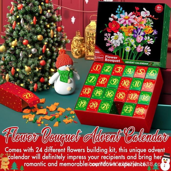 Calendrier de l'Avent de Noël Bouquet Block 2025 24 jours de Noël Boîte ...