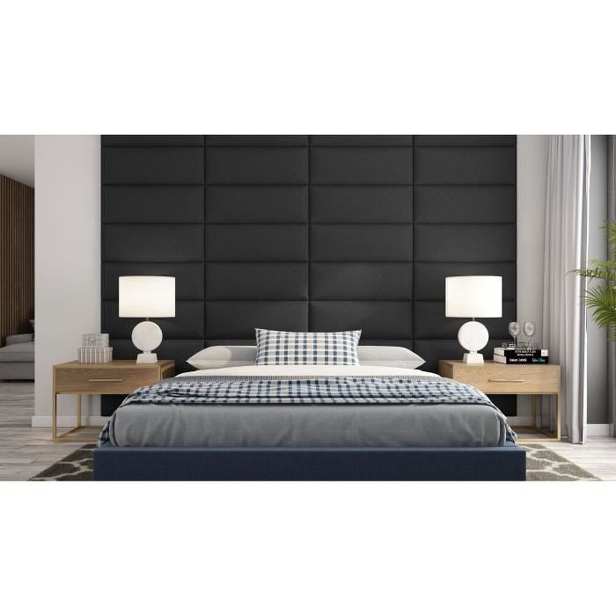 4 Panneaux 80x30cm Décoratif Tête De Lit Mur Capitonné Simili Cuir ...