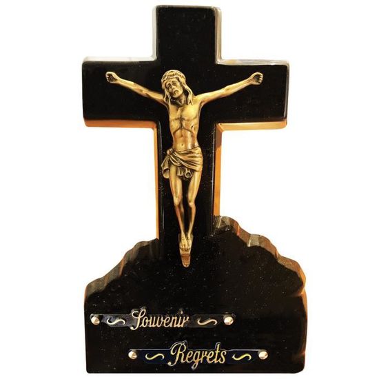 Croix Funéraire en pierre et Christ en Bronze - Cdiscount Au quotidien