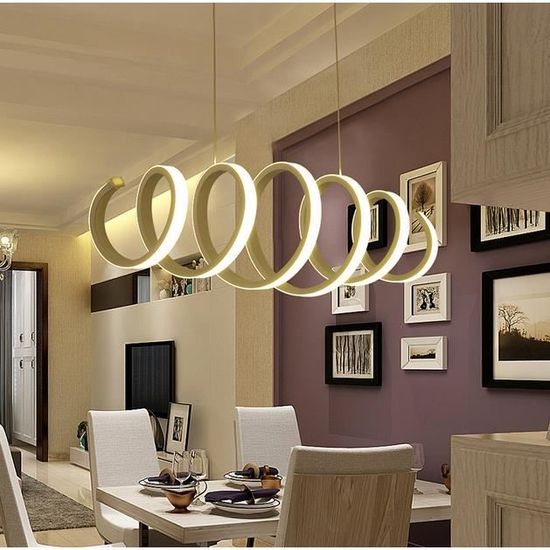 Lustre - suspension LED 58w blanc dimming avec télécommande Lustre Led ...