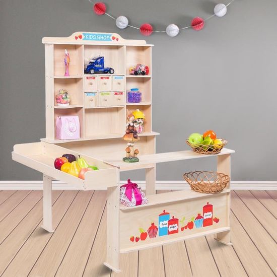 Marchande en bois Boutique marchand étal de marché pour les enfants Jeu ...