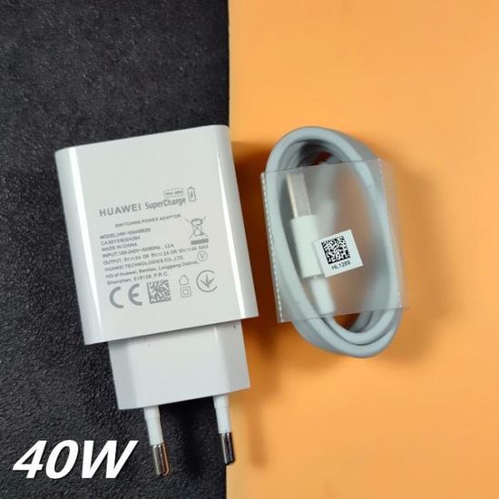 Huawei P40 Pro chargeur Original 40W adaptateur de suralimentation rapide Usb 5A Type C câble ...