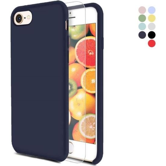 Coque iPhone Se (2020) [avec Verre Trempé], Silicone Liquide Housse ...