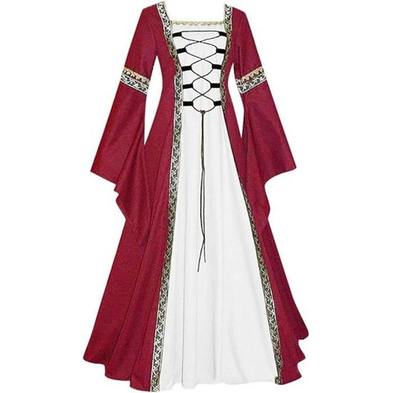 Robe Médiévale à Manches Longues Vintage Victoria Halloween Renaissance ...