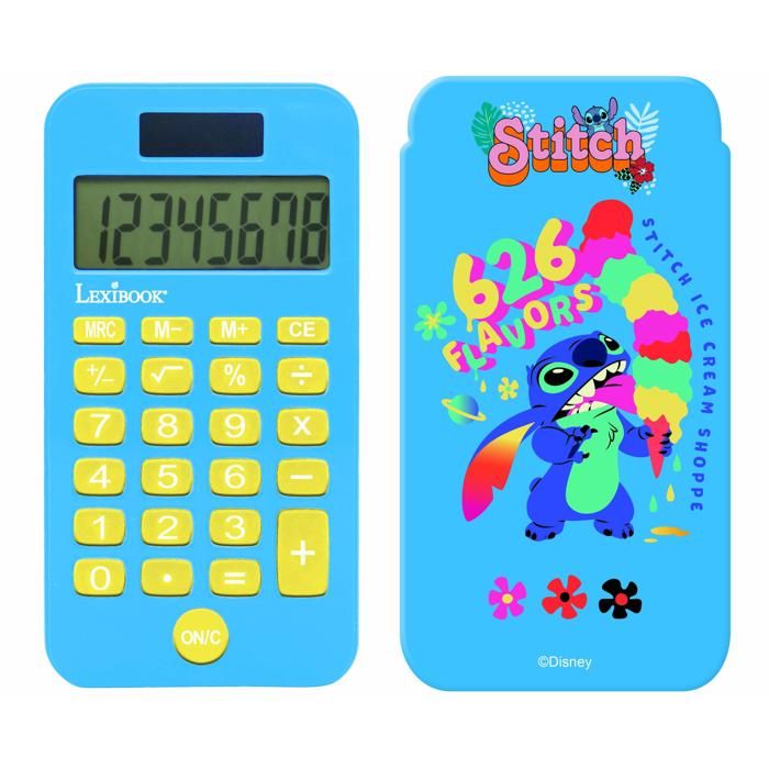 Calculatrice de poche - Stitch - 8 chiffres - Écran solaire - Double ...