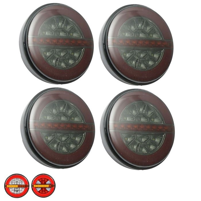 4 Feux Arriere LED 12V 24V Cabochon Fumé Stop Position Effet Néon ...