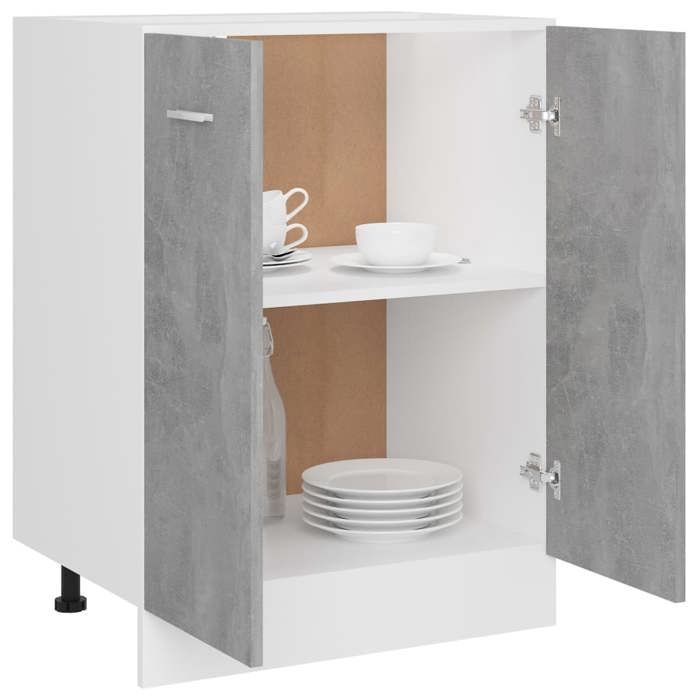 Meuble bas en bois d'ingénierie - WIENS - Gris béton - 60x46x81,5 cm ...