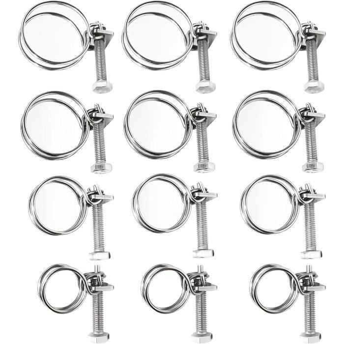 12 Pcs Colliers De Serrage À Double Fil - Réglable, Collier Durite ...