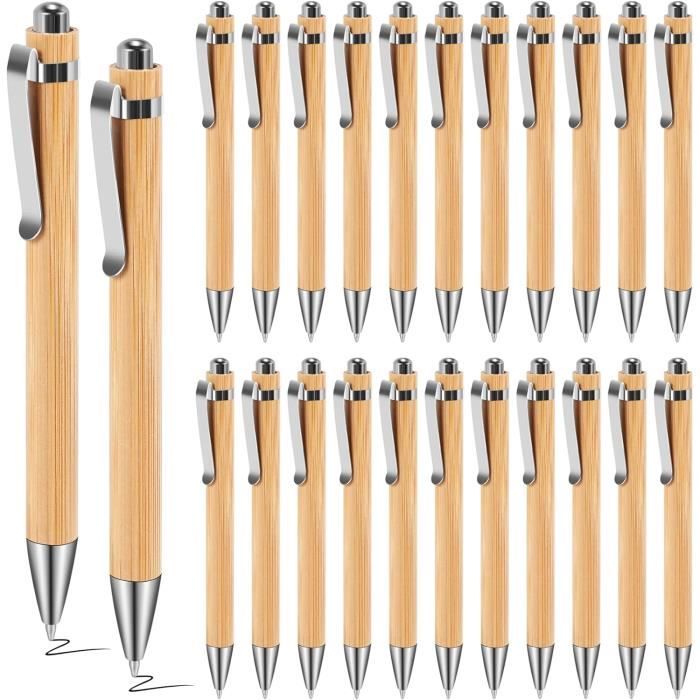 Lot De 48 Stylos À Bille Réutilisables En Bambou Pour Le Quotidien, Le ...