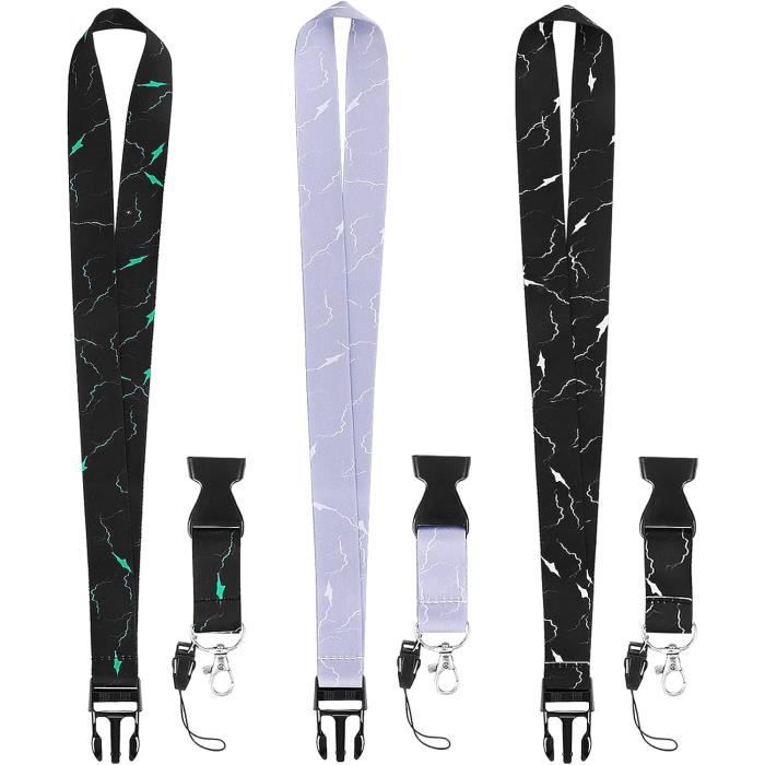 Lot de 3 cordons pour badge avec boucle à dégagement rapide, noir ...