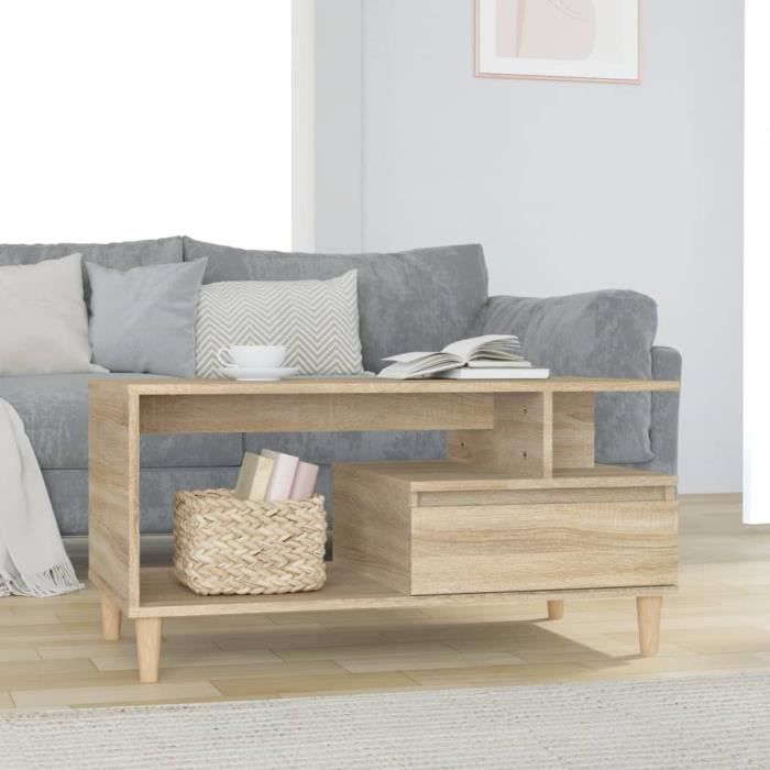 ETO- Table basse Chêne sonoma 90x49x45 cm Bois d'ingénierie ...