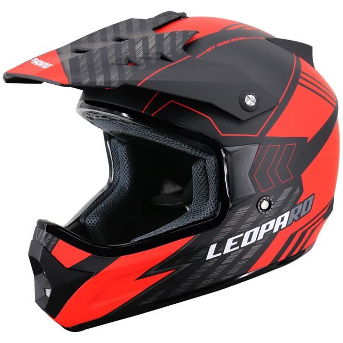 Rouge LEOX307 Casque Moto Cross Adulte LEOPARD Marque de Cross Homme ...