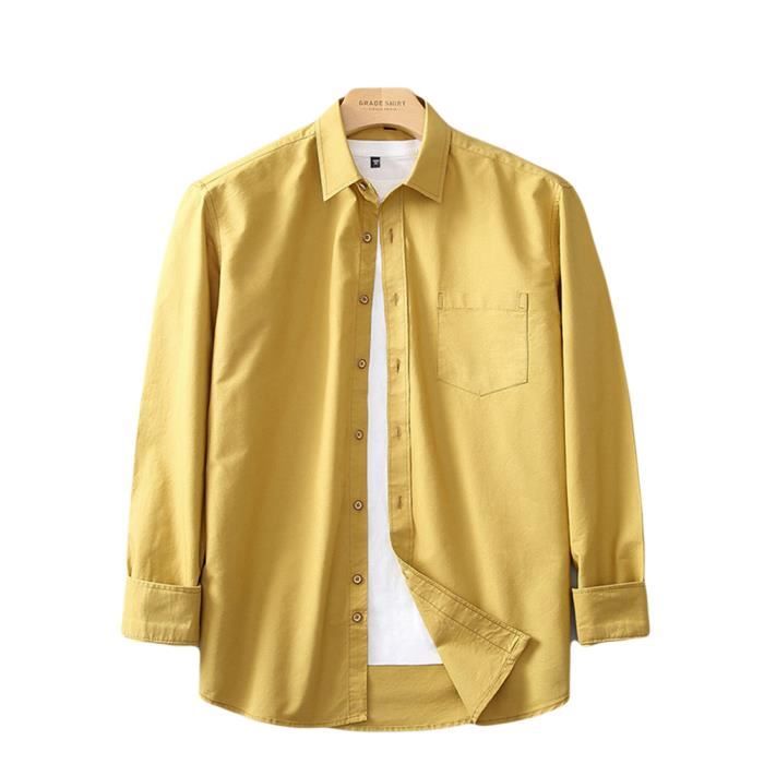 Chemise Homme Fashion Coton Col : Col carré sans Repassage Manches ...