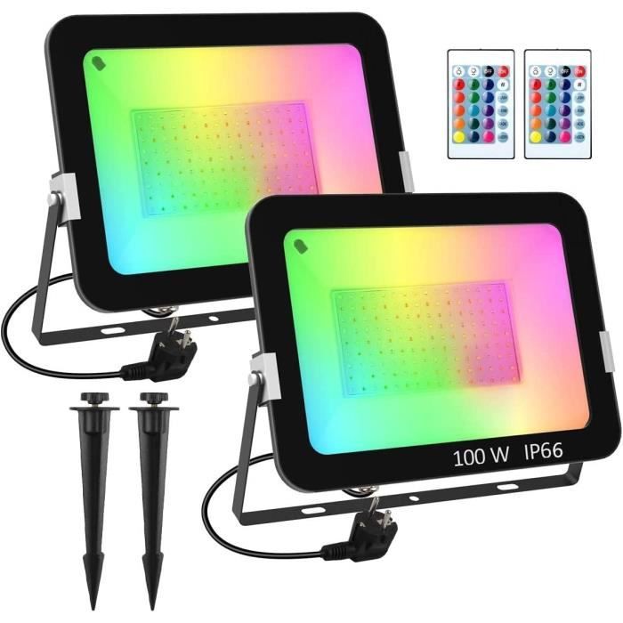 Projecteurs Led Rgb 100W 2Packs Projecteur Led Couleur 16 Couleurs 4 ...