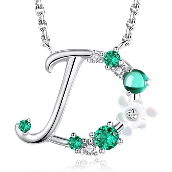 Collier Pendentif Lettre Initial A En Mon Collier Prénom Personnalisé En Argent Fin 925 Et Oxyde ...