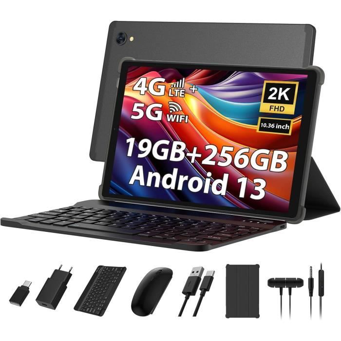 2K Tablette 10,4 Pouces, 4G Lte+5G Wifi, 19Gb Ram+256Gb Rom (2Tb Tf), Android 13 Tabletta Pc ...