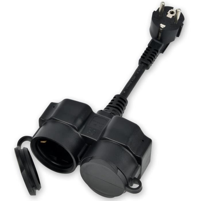 Fiche Double Pour Prise,Multiprise Extérieur, 2 Prises Schuko (250V 16A ...