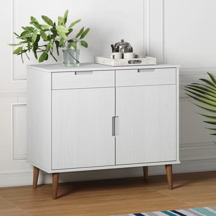 MAD Buffet MOLDE Blanc 90x40x80 cm Bois massif de pin - MDX48116 ...