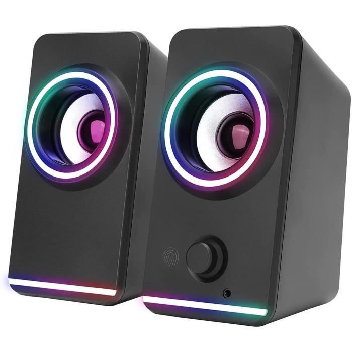 Haut Parleur Pc, Mini Enceitne Pc Gamer Rgb Enceintes Ordinateur 2.0 ...