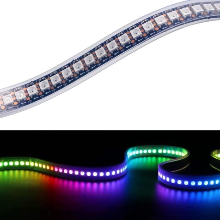 Ruban Led Ws2812B 144 Pixels 1M Rgb Adressable Individuellemen Cc 5V Flexible Noir Pcb Ip67 ...