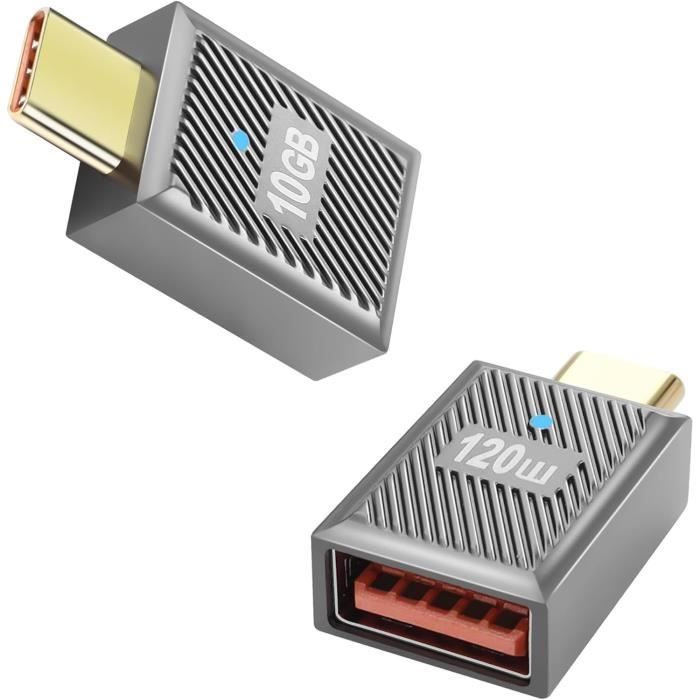 Adaptateur Usb C Vers Usb 3,1, Convertisseur Otg 10Gbps Type C Mâle Vers Usb Femelle 120W - 6A ...