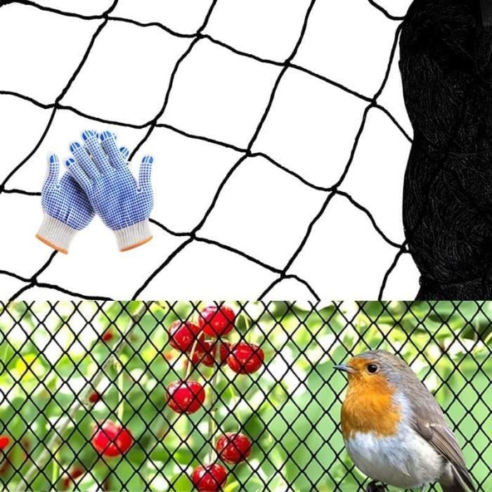 Filet À Oiseaux 7.5 * 15M Filet De Volaille Noir Avec Filet À Oiseaux À Mailles Carrées De 5 Cm ...