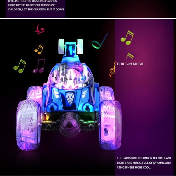 VGEBY Voiture télécommandée Stunt Car Rechargeable RC avec musique et lumière pour enfants ...