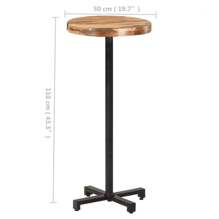 SWT(320283)Table de bar Ronde Ø50x110 cm Bois d'acacia massif ...