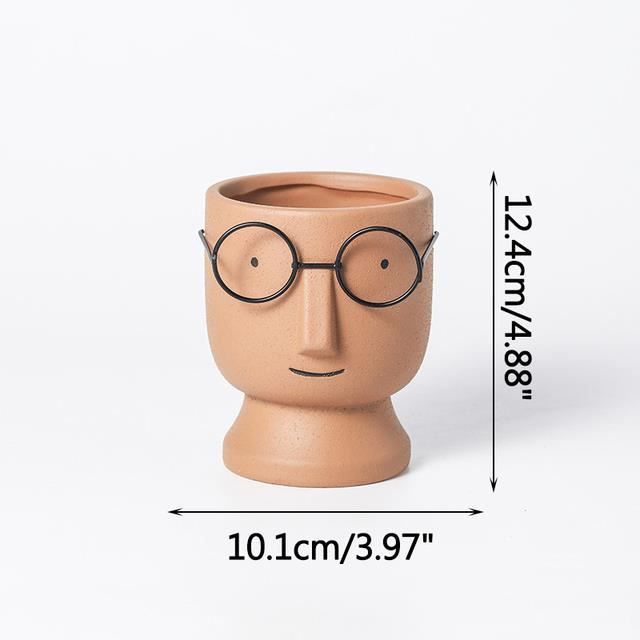 POT DE FLEUR,C1--Pot de fleur en céramique lunettes mignonnes, poterie ...