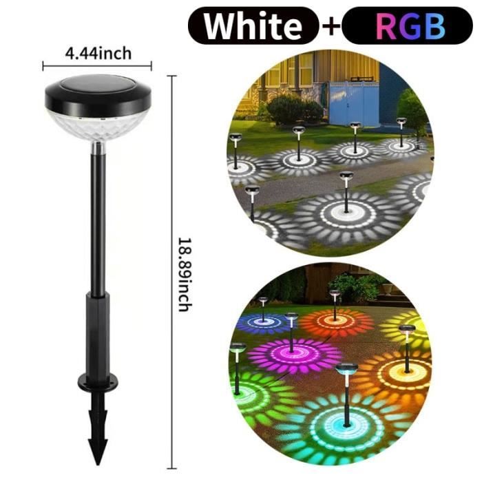 BORNE SOLAIRE ,1PC White RGB--Lampe solaire à 2led pour l'extérieur, imperméable conforme à la ...
