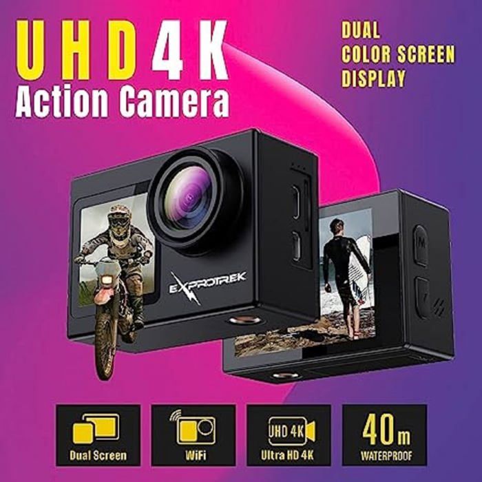 Action Camera WiFi 4K 20MP, caméra d'action à Vue réglable EIS, caméra ...