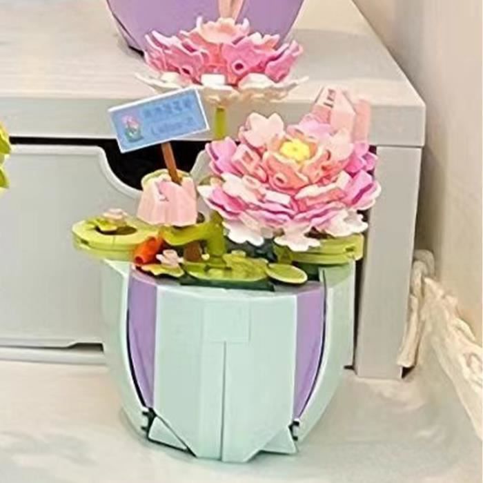 DUO Bloc de construction Pot Plant Educational Lifelike Beautiful Block ...