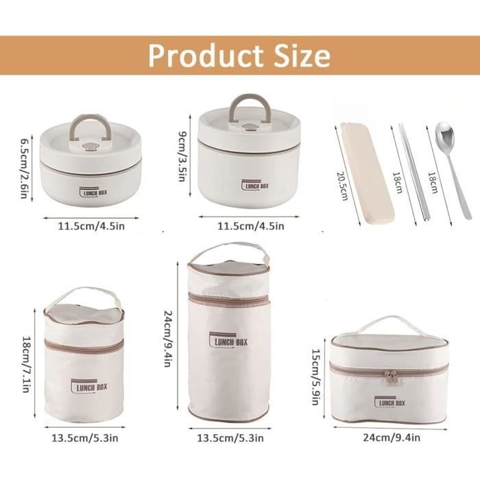 Portable Insulated Lunch Container Set, Thermal Lunch Box Bento Box Set ...