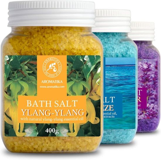 Sels De Bain Set 3X400G De Lavande-Sea Breeze-Ylang-Ylang-Naturelle ...