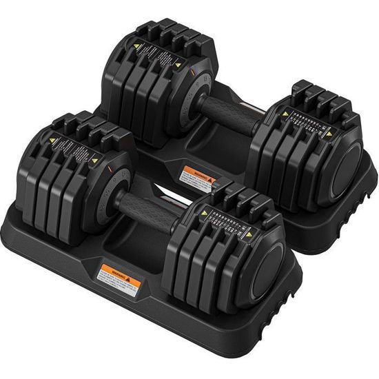 Dripex Lot de 2 Haltères Réglables 55 LBS, 10 Poids Ajustables de 9 à ...