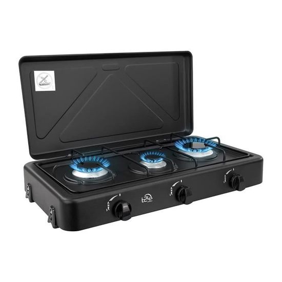 T24 Réchaud à gaz 3 flammes en noir-réchaud à gaz-camping - panne de ...