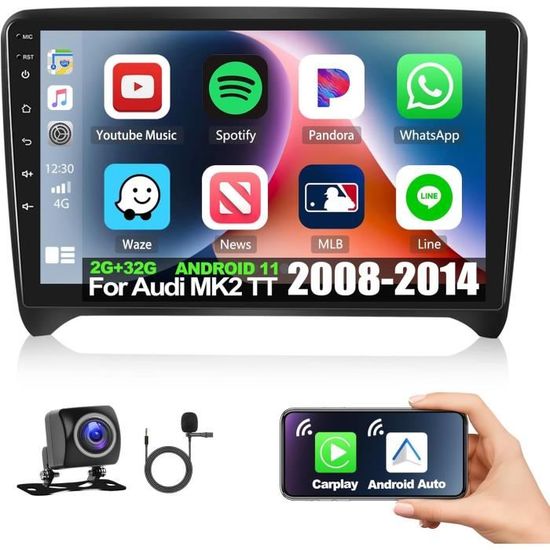 2+32G Android 11 Autoradio Pour Audi Mk2 Tt 2008-2014, 9 Pouces Écran Tactile Avec Navi Wireless ...