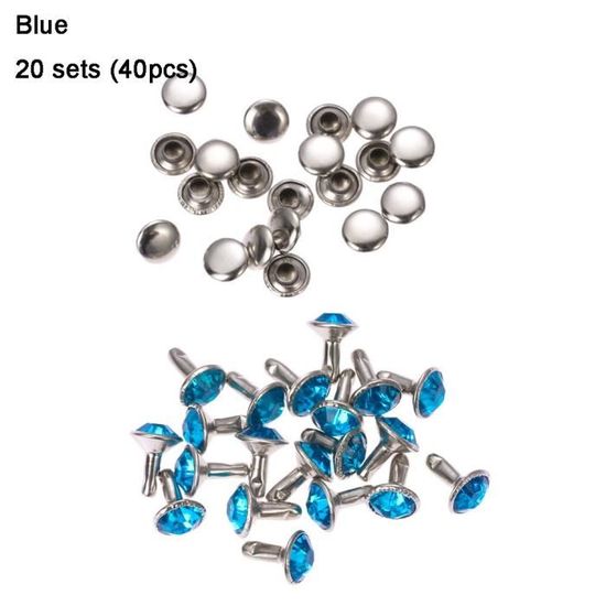 RIVET,Bleu--Perceuse à ongles, 20 ensembles (40 pièces) de Rivets à ...