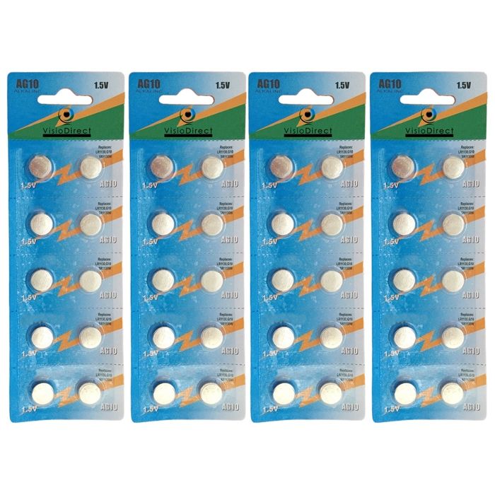 Lot de 40 Piles bouton plates type AG10 compatibles LR1130 / LR54 1,5V ...