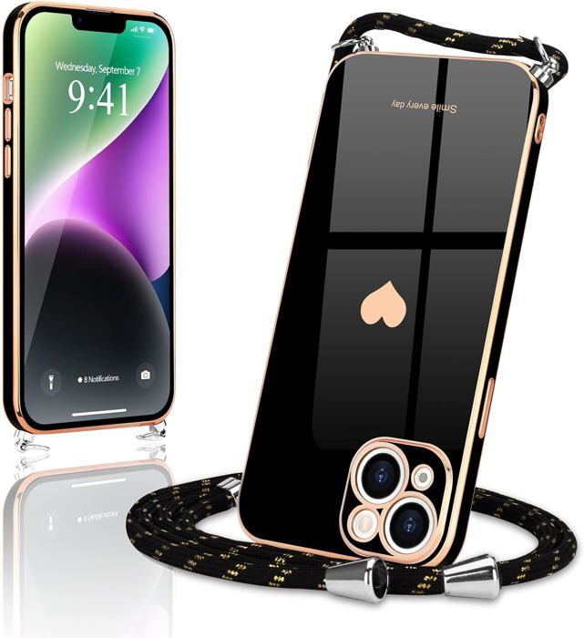 Coque avec Cordon pour iPhone 14, Ultra Mince Silicone Souple Étui en ...