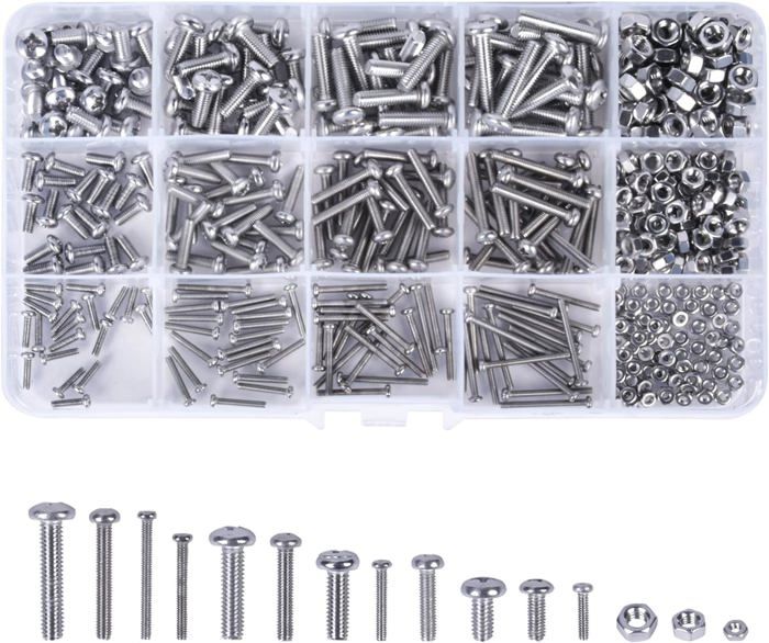 480 Pcs Boulons et Écrous,Vis à Tête Ronde Cruciformes M2 M3 M4,Vis à Tête Cylindrique Phillips ...