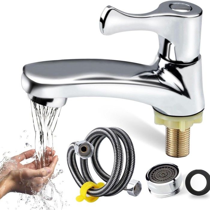 Robinet de lavabo simple à ouverture rapide en alliage de zinc à 4 ...