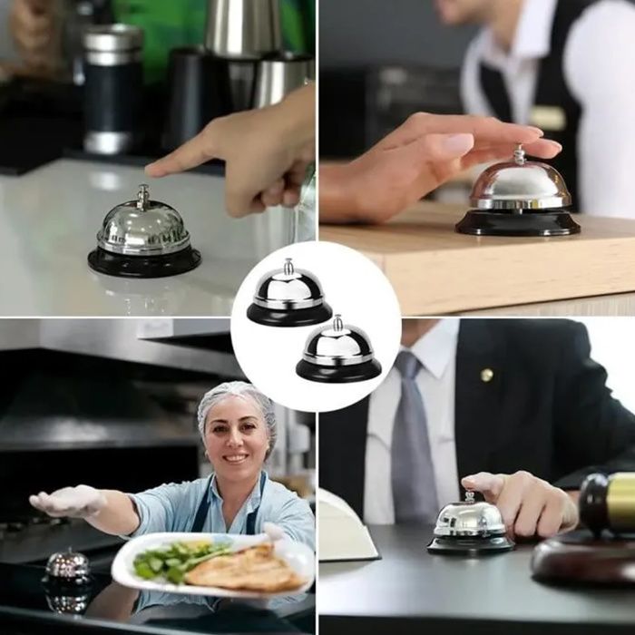 2Pcs Cloche de Table,Cloche D'Appel en Acier Inoxydable,Sonnette de ...