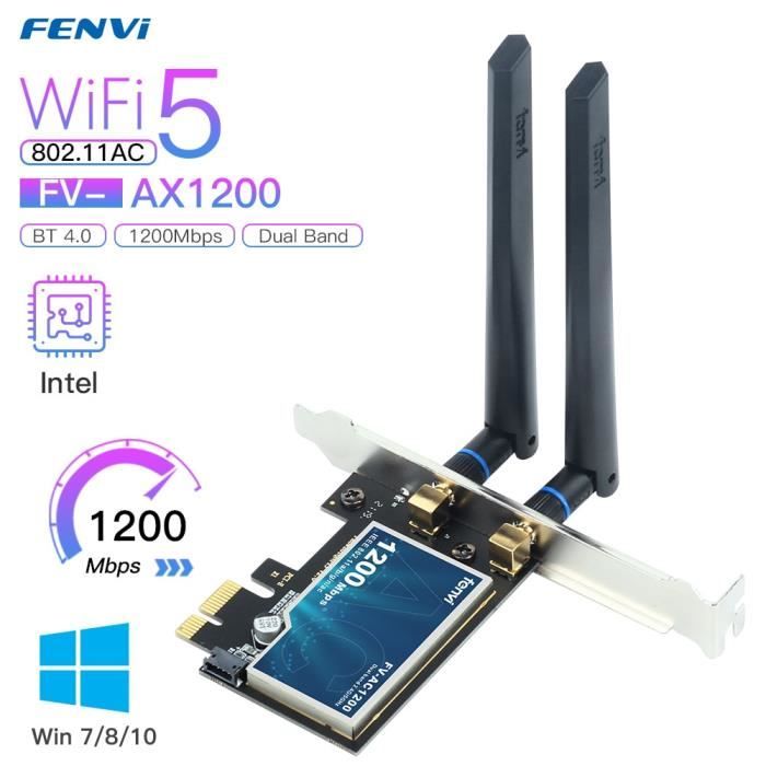 WiFi 5 FV-AC1200 - Adaptateur Wi-fi 6 3000 Mb-s, Pcie, Sans Fil, Bluetooth 5.2, Carte Intel ...
