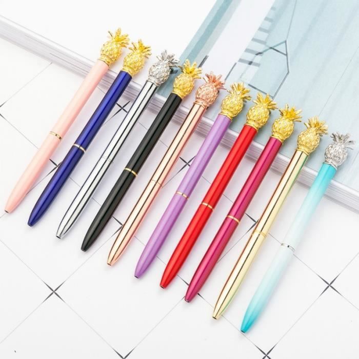 Stylo Stylo à bille en métal créatif ananas rose pour étudiants Mignon ...