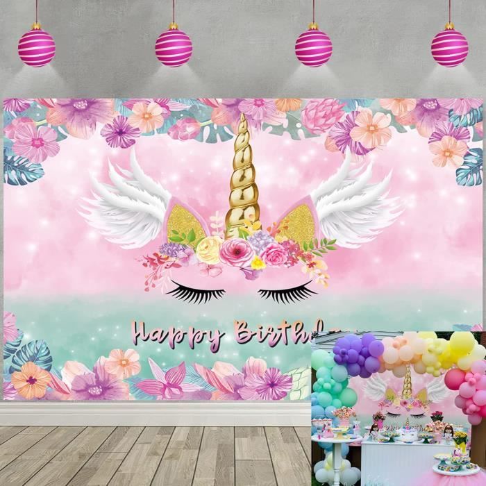 Toile de fond rose sur le thème de la licorne Fleurs Licorne Princesse ...