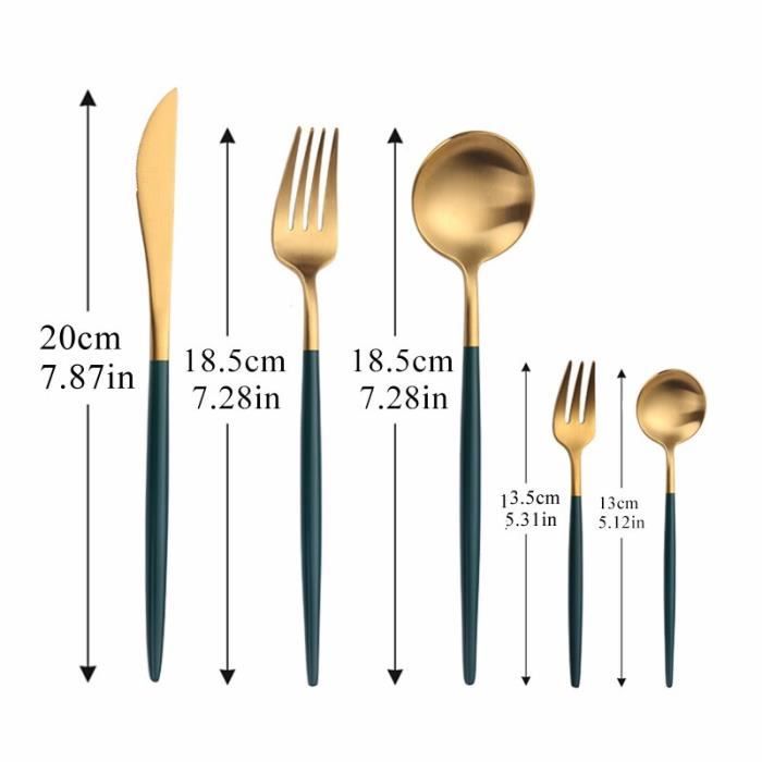 Services de table,Ensemble de couverts fourchettes en or blanc et ...