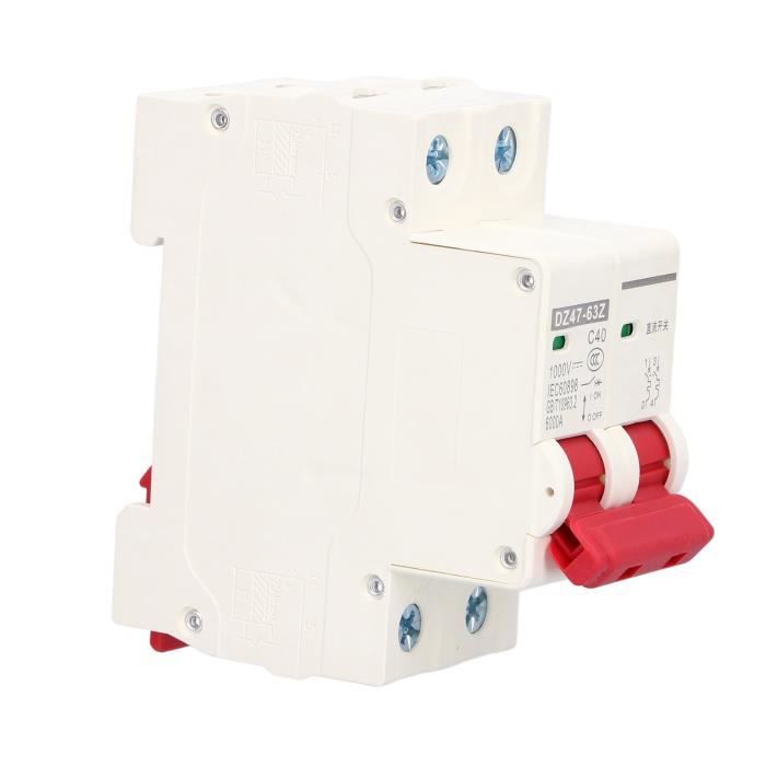 HURRISE Disjoncteur DC Disjoncteur miniature DC 2P Isolateur de système PV solaire Montage sur ...