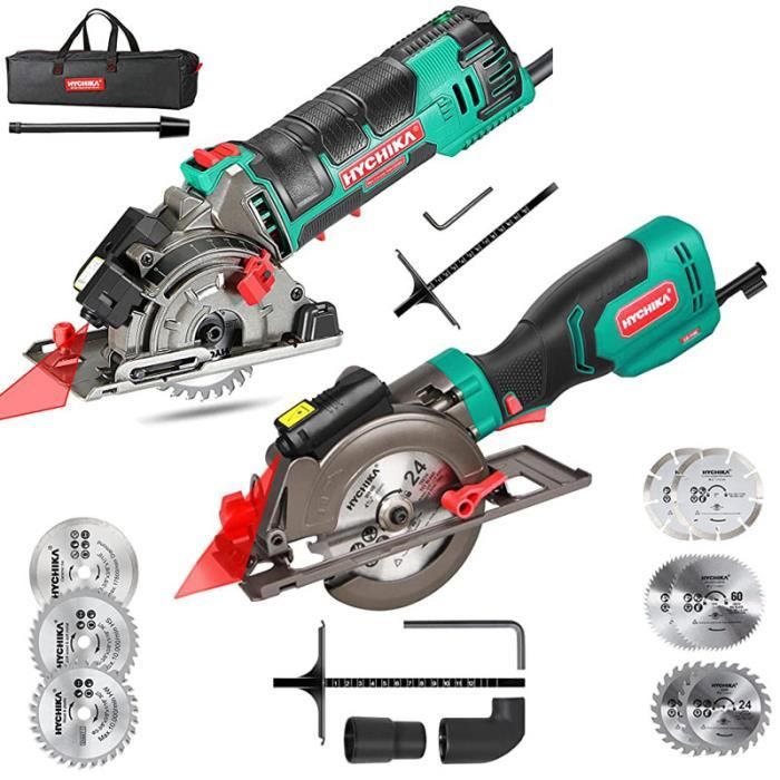 Scie Circulaire, HYCHIKA 750W Mini Scie Circulaire, 3500RPM, avec 500W ...